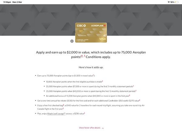 [CIBC] CIBC Aeroplan® Visa* Business Plus Card Fyf plus Ac lounge ...