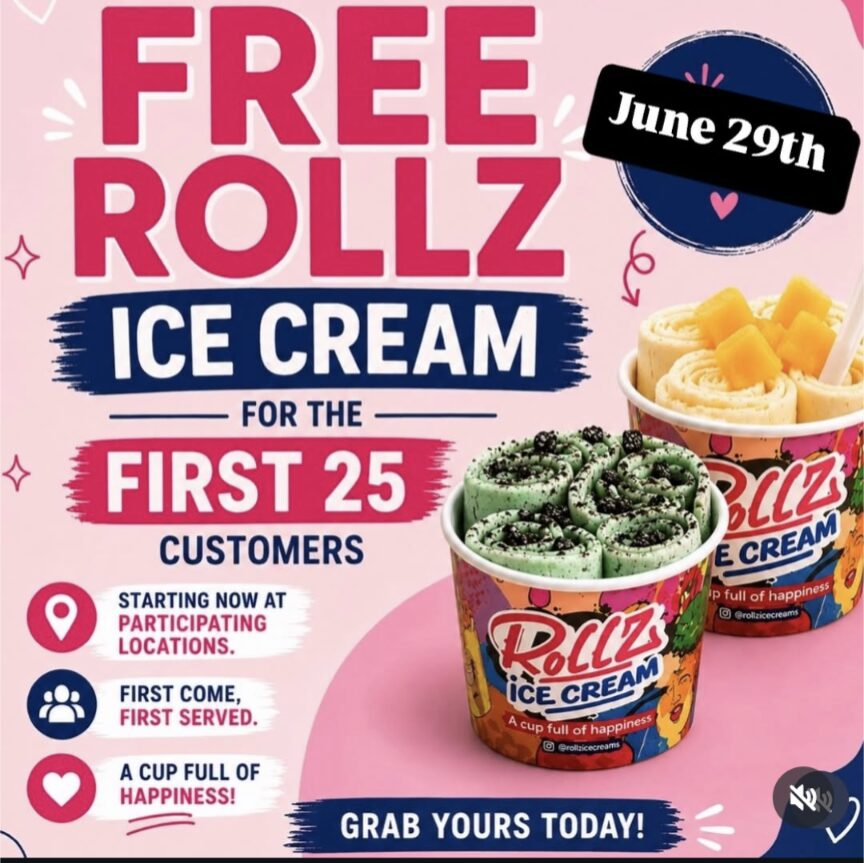 [Rollz Ice Cream] FREE Rollz lce Cream for the first 25 customers at ...
